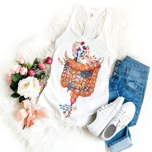 Autumn Blooming Anatomical Intestines Design. Watercolor Floral Human ...