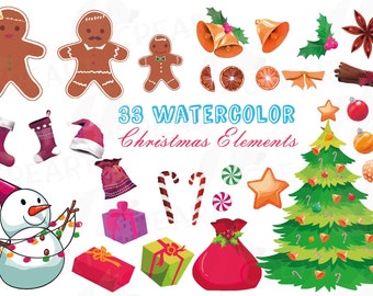 Christmas Elements Printable Clip Art Pack Printable Merry | Etsy