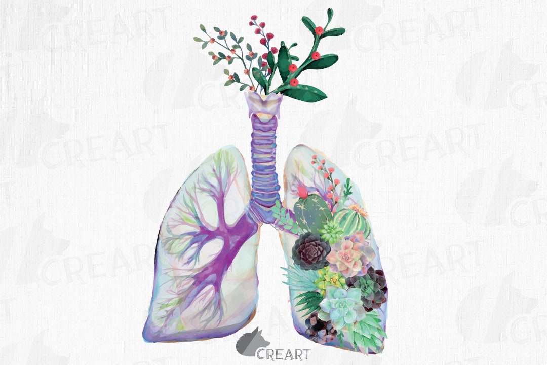 Succulent and Cactus Floral Anatomical Lungs Decor Design. Floral Human ...