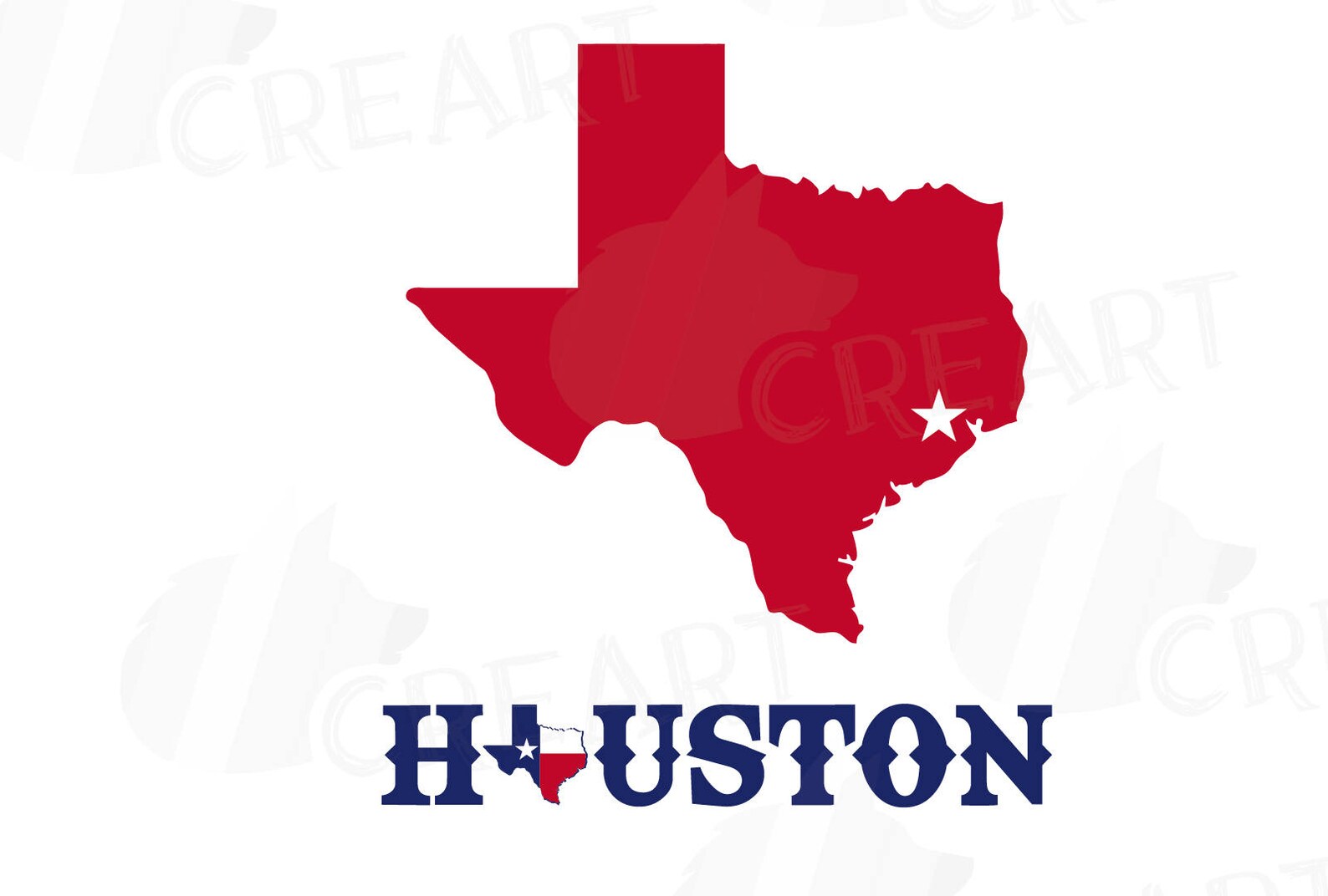 Houston Clip Art Pack Including Texas Map AI Eps Svg Png | Etsy