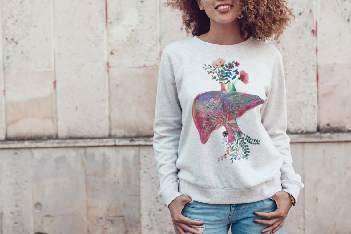 Floral Anatomical Liver Decor Design. Floral Human Liver Gift - Etsy