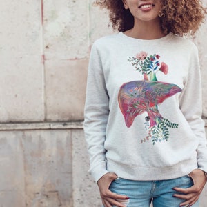 Floral Anatomical Liver Decor Design. Floral Human Liver Gift Art ...