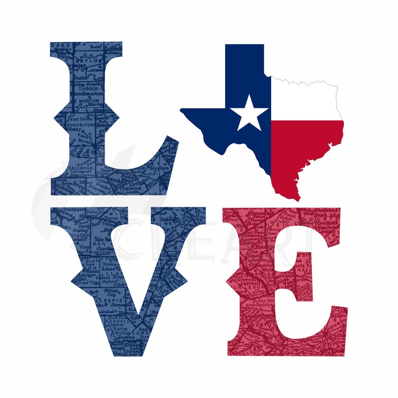 LOVE TEXAS Clip Art. Texas State Vector Design. Texas - Etsy