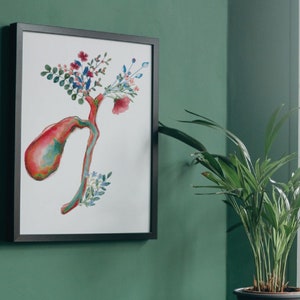 Floral Anatomical Red Gallbladder Design. Floral Human Cholecyst Gift ...