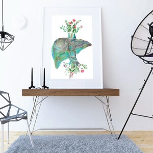Floral Anatomical Liver Decor Design. Floral Human Liver Gift Art ...
