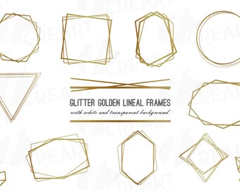 Gold Frame Clipart PNG Set Minimalist Golden Frames Geometric - Etsy