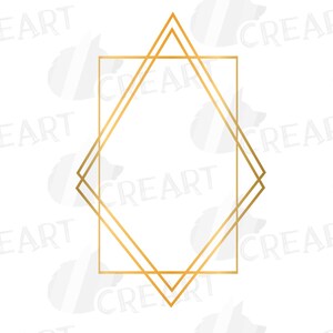 Golden Geometric Frames Clip Art: Wedding Invitation Design (PNG, SVG ...