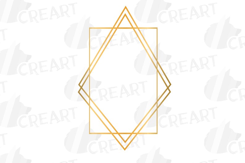 Golden Geometric Frames Clip Art. Wedding Geo Borders - Etsy