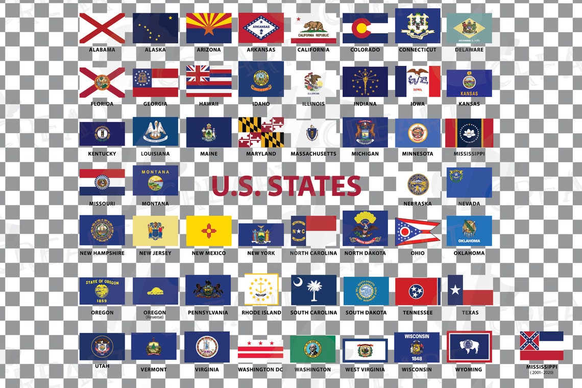 USA Capital and States Flags Collection for Print 50 US State - Etsy