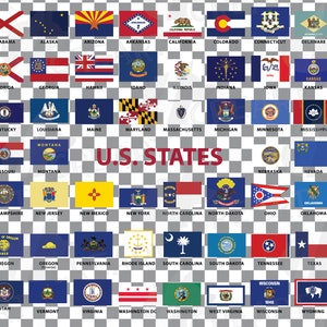 USA Capital and States Flags Collection for Print, 50 US State Flags ...