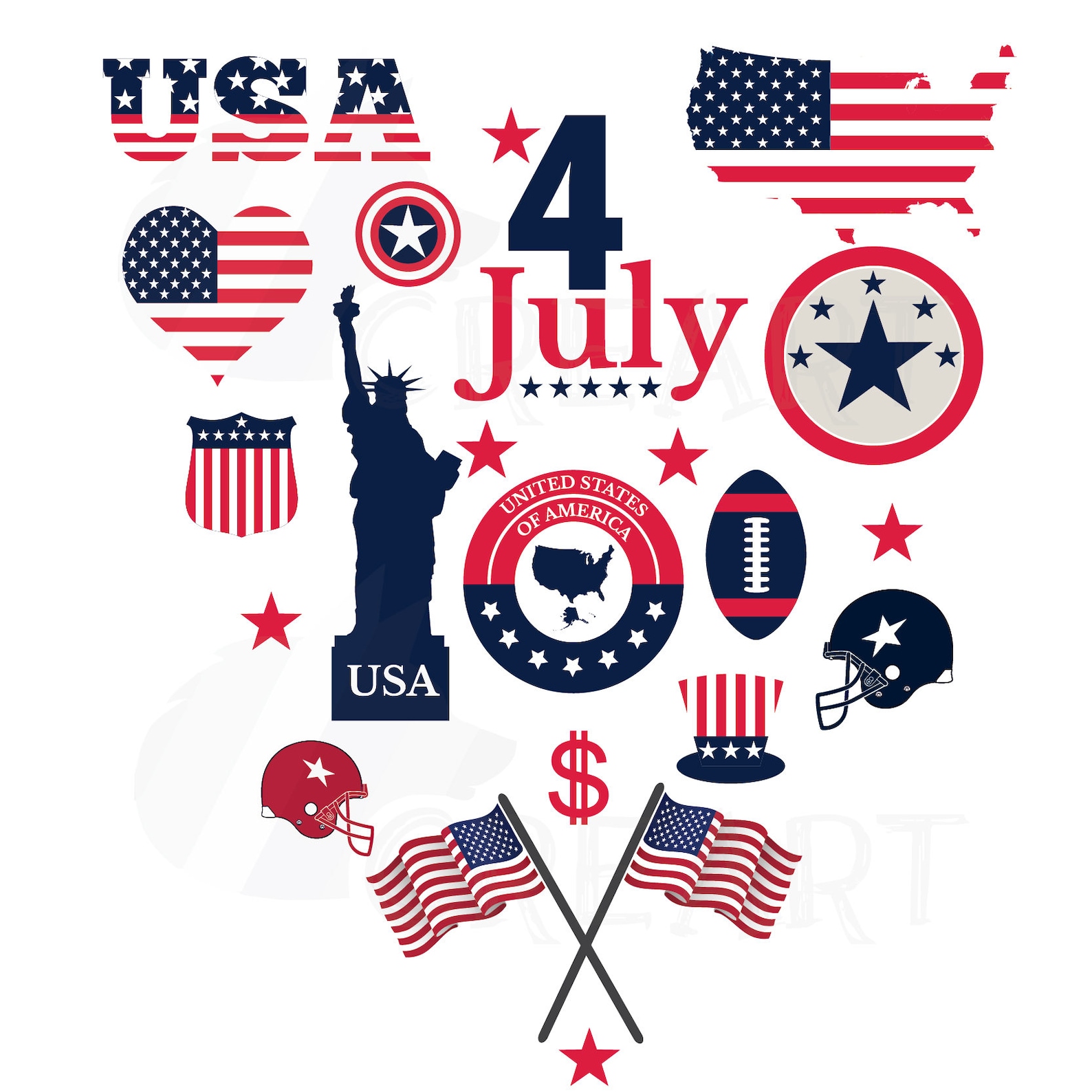 USA Symbols Clipart Collection for National Holydays and 4th of July ...