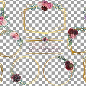 Geometric Frames Clipart: Pink Floral Watercolor Wedding Frames. Pink ...