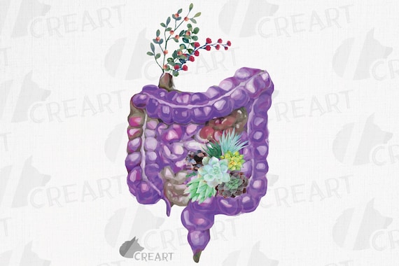 Floral Anatomical Intestines Decor. Watercolor Blooming Human - Etsy