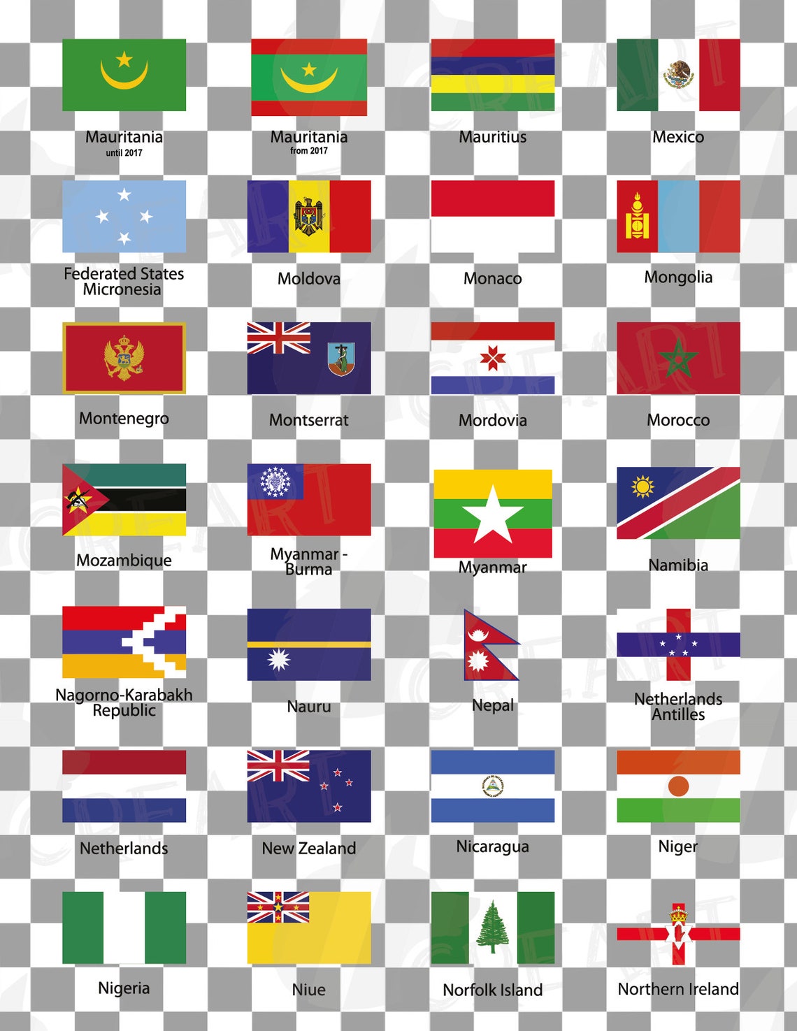 Flags Collection of the World Ready to Printable Clip Art. 294 - Etsy