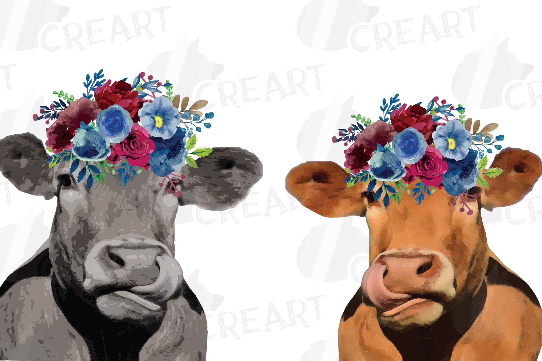 Floral Cow Printable Decor Shirt Graphic. Cows With Burgundy - Etsy