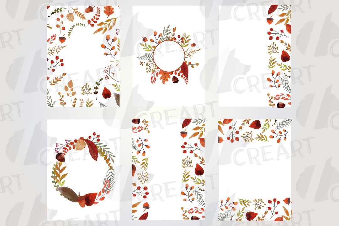 Fall Greeting Card Templates Clip Art. Fall Wedding Invitation, Frames ...