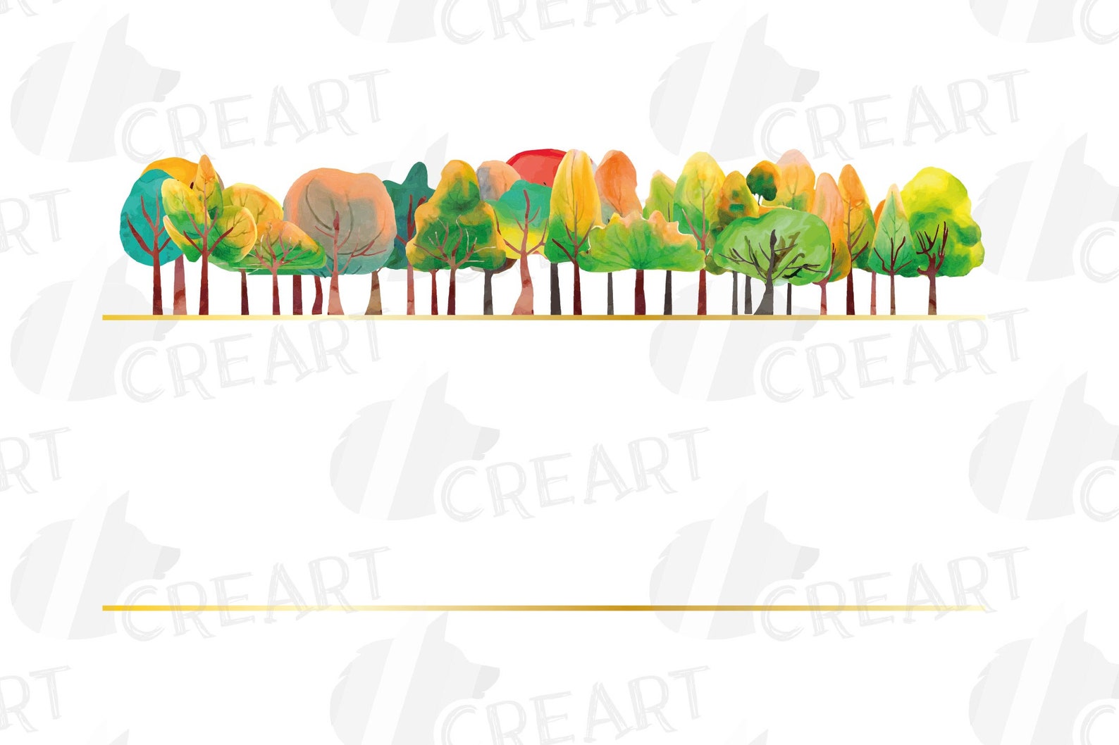 Watercolor forest tree clip art. Woodland colourful trees home | Etsy