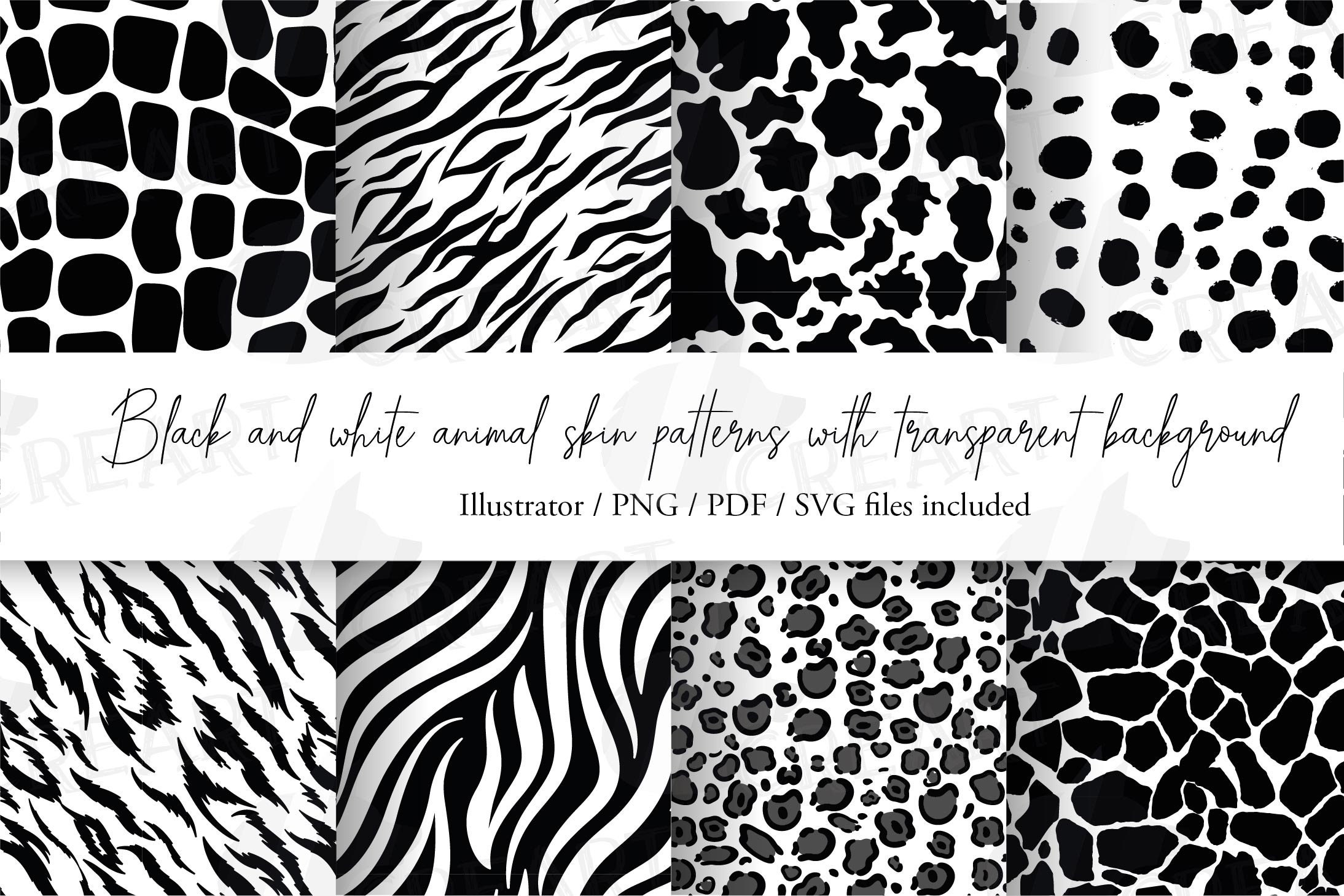 Wild Animal Skin in Black and Transparent Seamless Patterns - Etsy