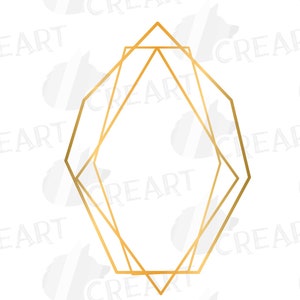 Golden Geometric Frames Clip Art: Wedding Invitation Design (PNG, SVG ...