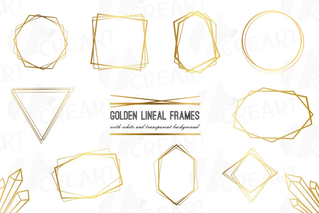 Golden Geometric Wedding Frames Clip Art (digital Download) - Etsy