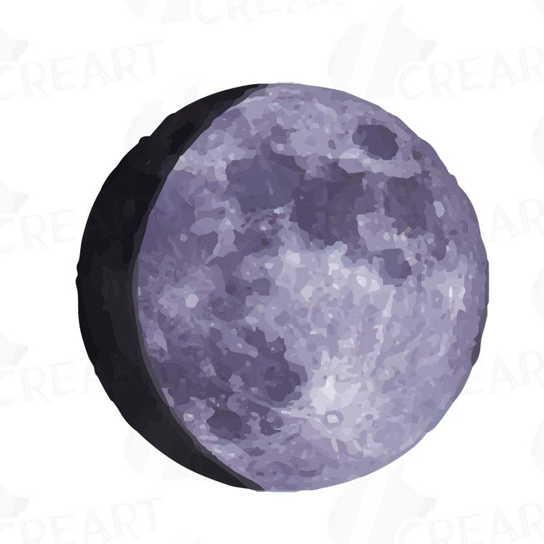 Watercolor Moon Phases Clip Art Pack Lunar Cycle Digital - Etsy