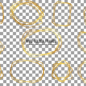 Golden Wire Frames, Lineal Frames Clip Art, Wedding Invitation ...