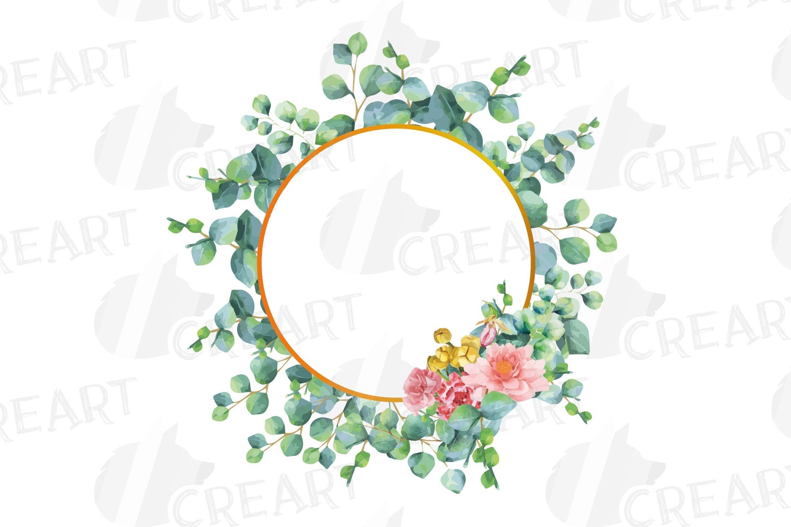 Floral Eucalyptus Frames Watercolor Clip Art Pack Eucalyptus | Etsy