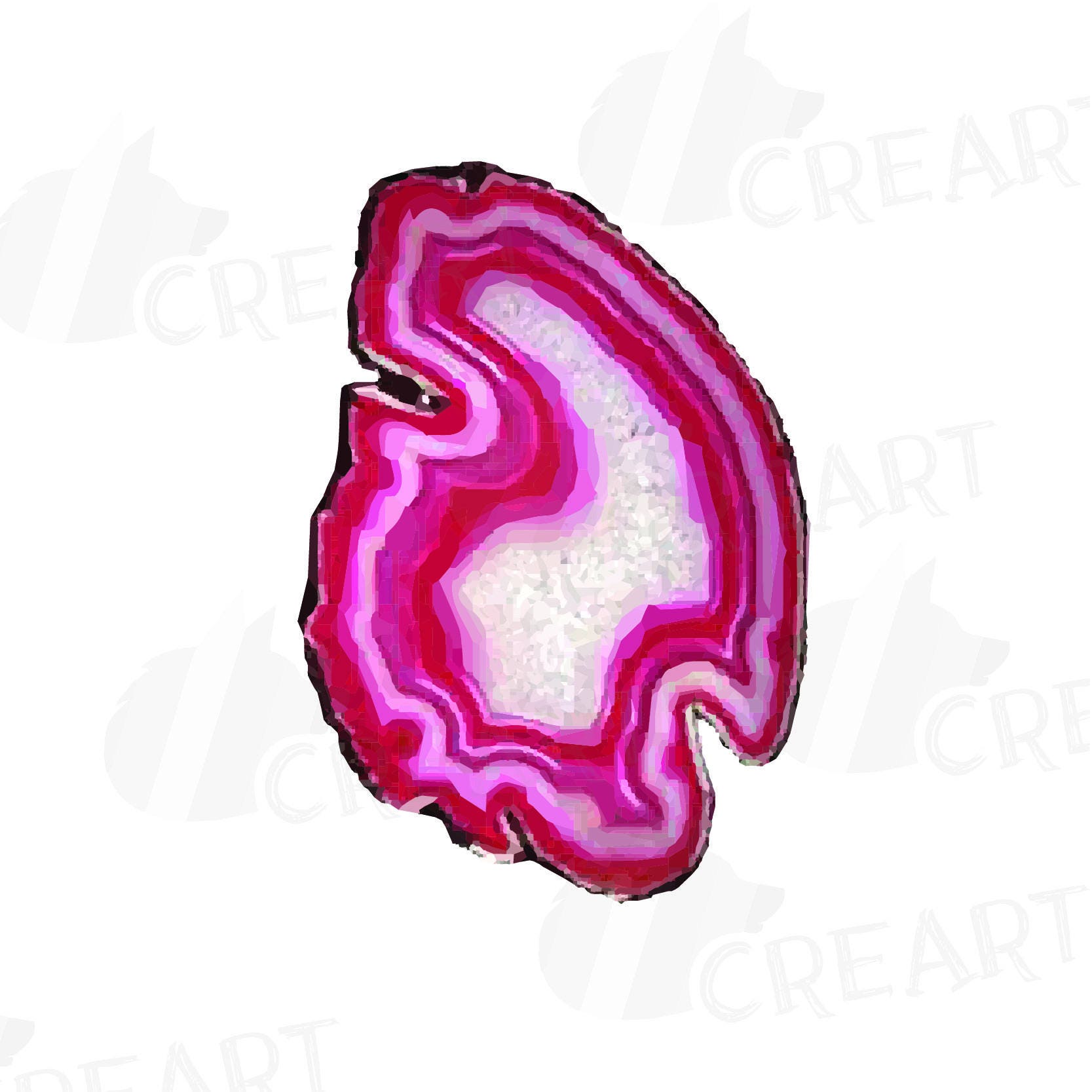 Agate slice watercolor mineral agate slice clip art | Etsy