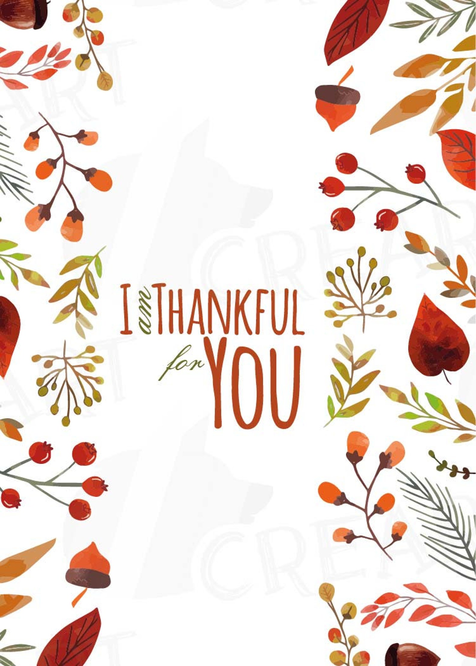 Printable Happy Thanksgiving Cards Clip Art. Thankful for You | Etsy