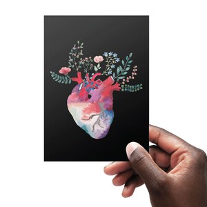 Flowering Anatomical Heart Valentine's Day Card Design. Floral Human ...