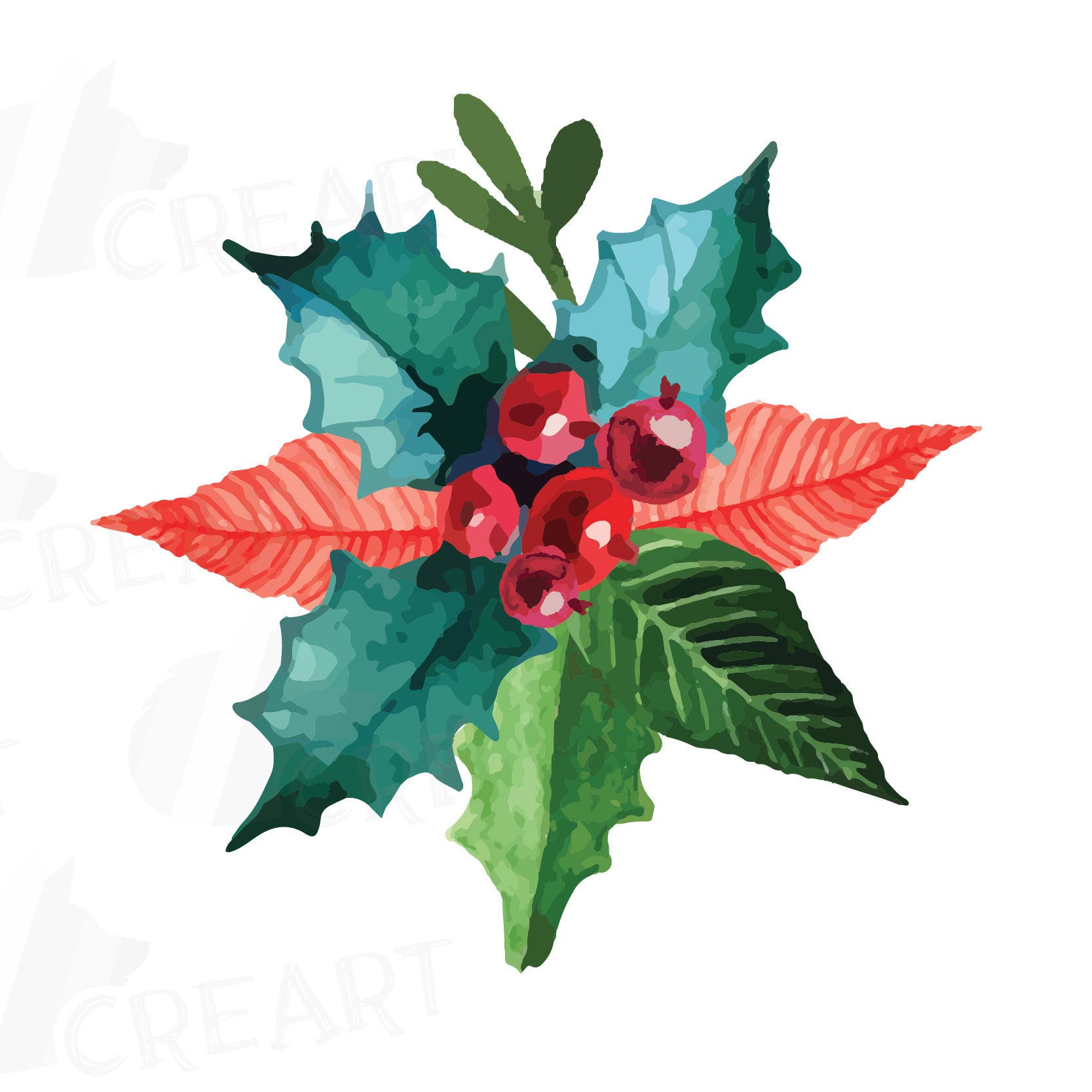 Christmas Wreath Clip Art Holiday Wreath Watercolor Pine - Etsy