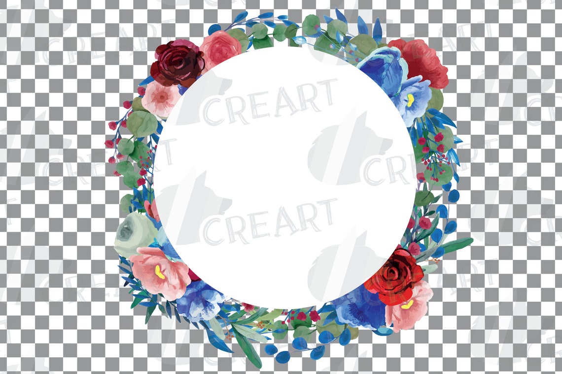 Watercolor Floral Wedding Wreaths and Frames Clip Art. Printable Bridal ...