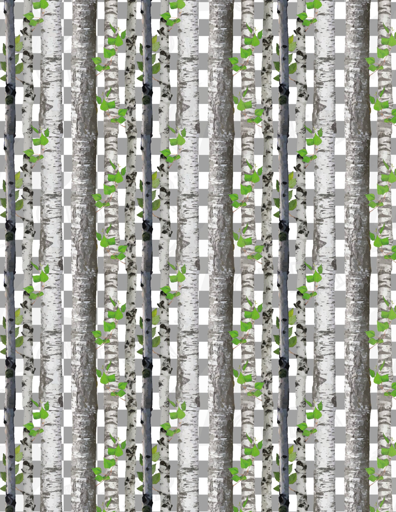 Seamless Birch Tree Vector Watercolor Pattern. Birch Trees - Etsy