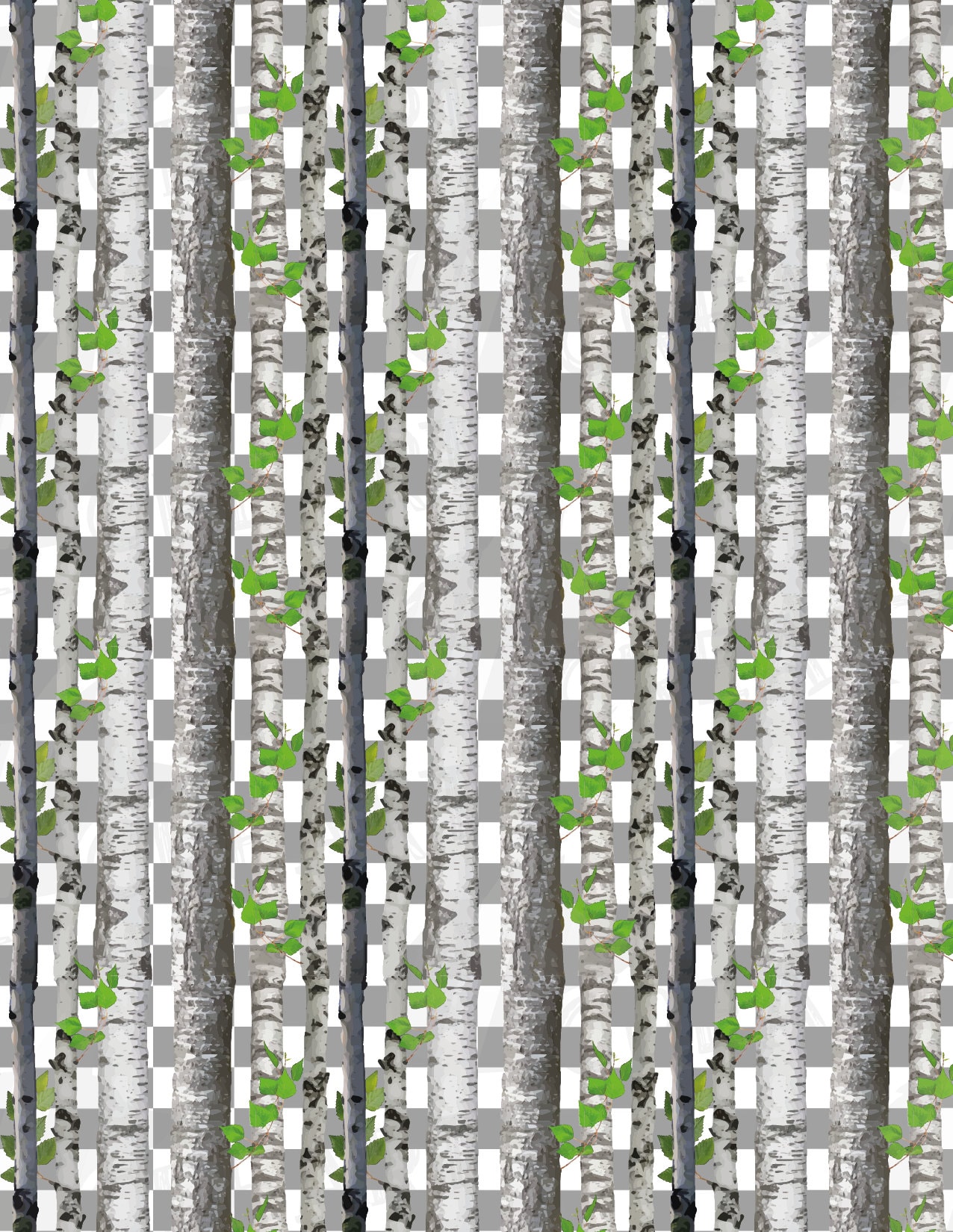 Watercolor Birch Tree Pattern: Seamless Vector Digital Paper (digital ...