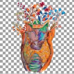 Floral Thyroid Larynx Watercolor Print: Anatomy Art (digital Download ...