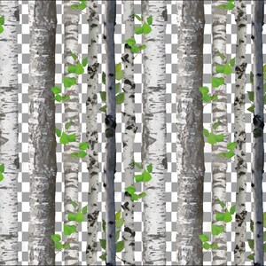 Seamless Birch Tree Vector Watercolor Pattern. Birch Trees Wood Digital ...