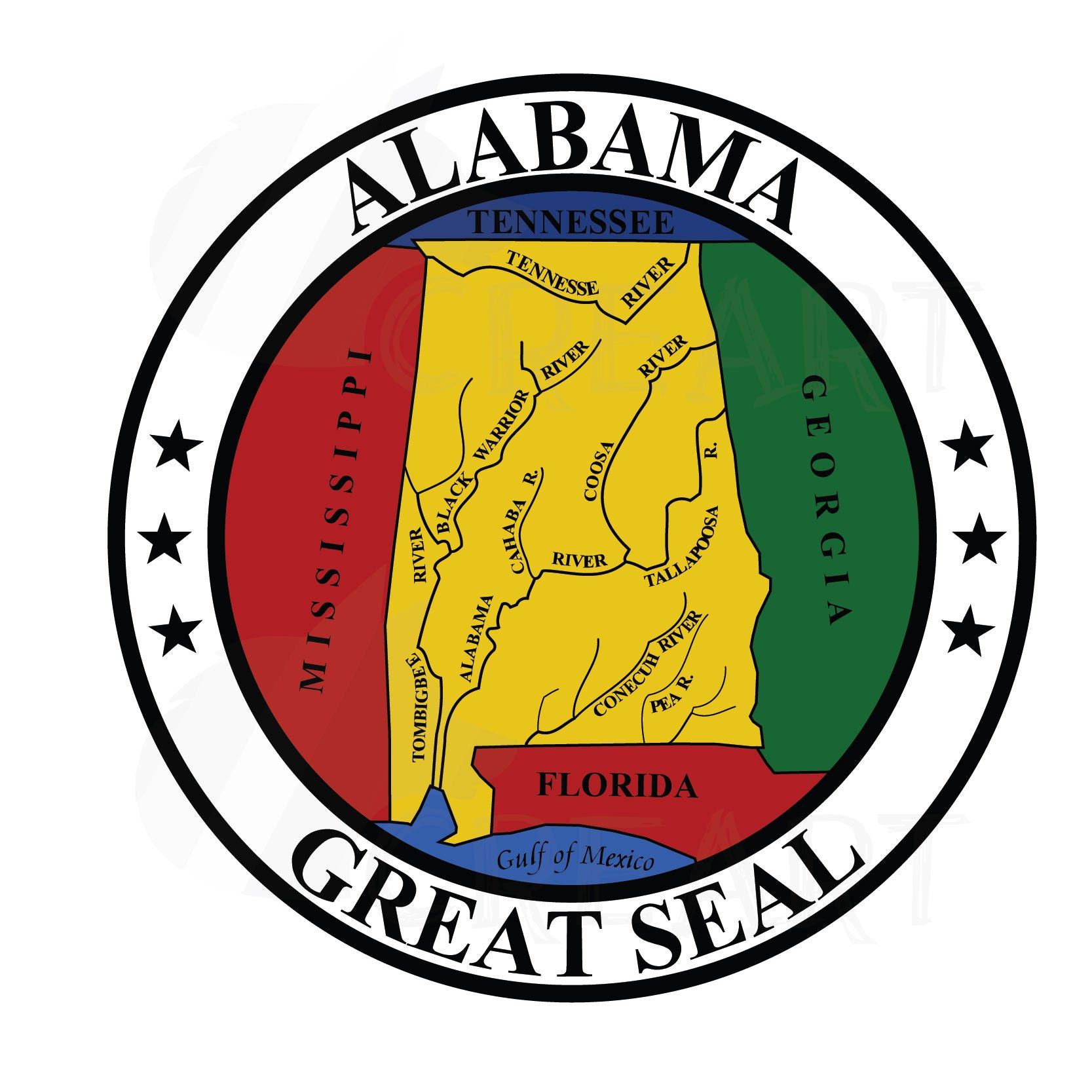 Alabama State Map Flag and Seal Clipart Collection. AI Eps - Etsy