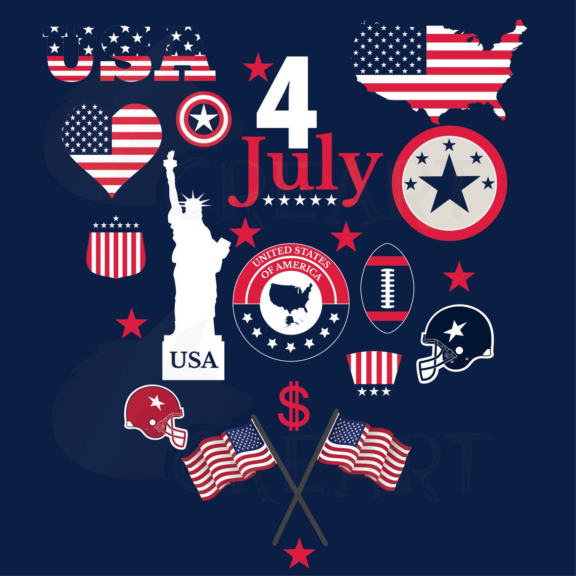 USA Symbols Clipart Collection for National Holydays and 4th - Etsy