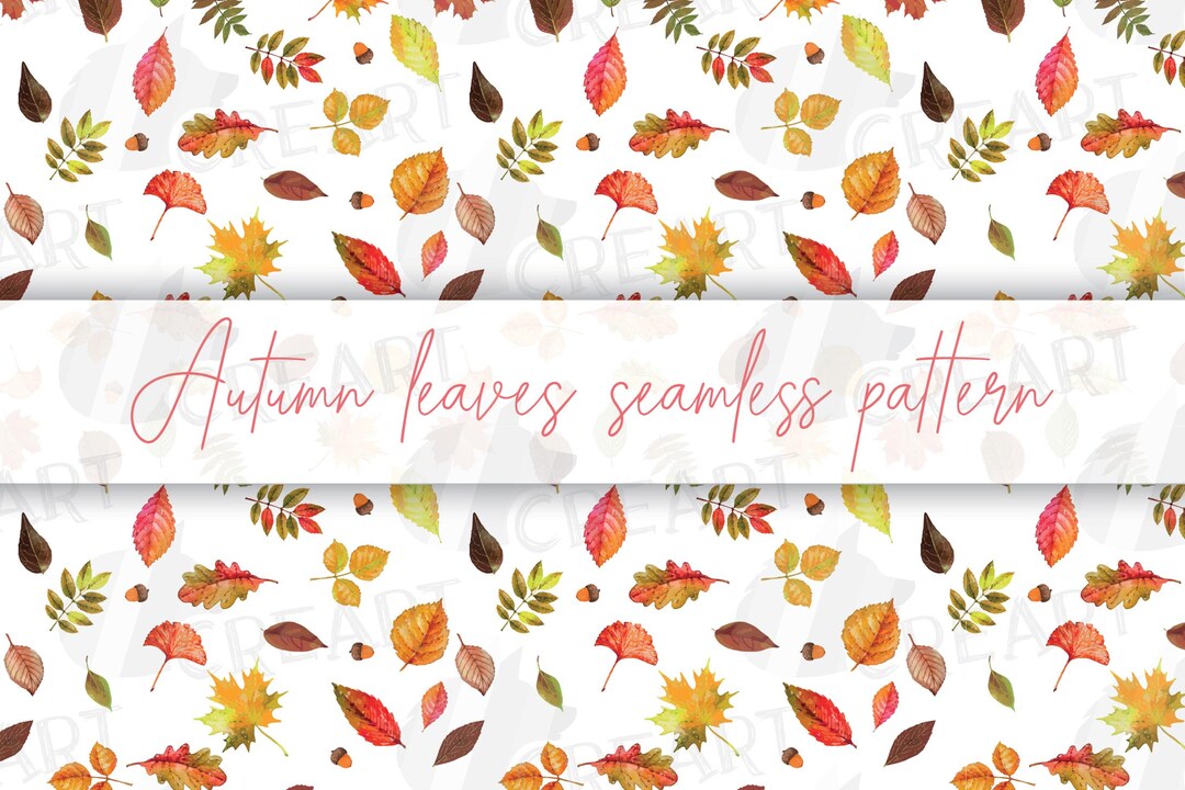 Watercolor Fall Leaves Printable Digital Paper. Colorful Autumn Leafs ...
