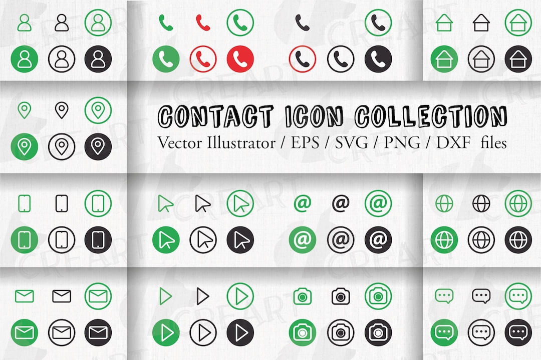 Contact Icons Set in Vector, SVG, EPS, PNG. 87 Icons for Your Business ...
