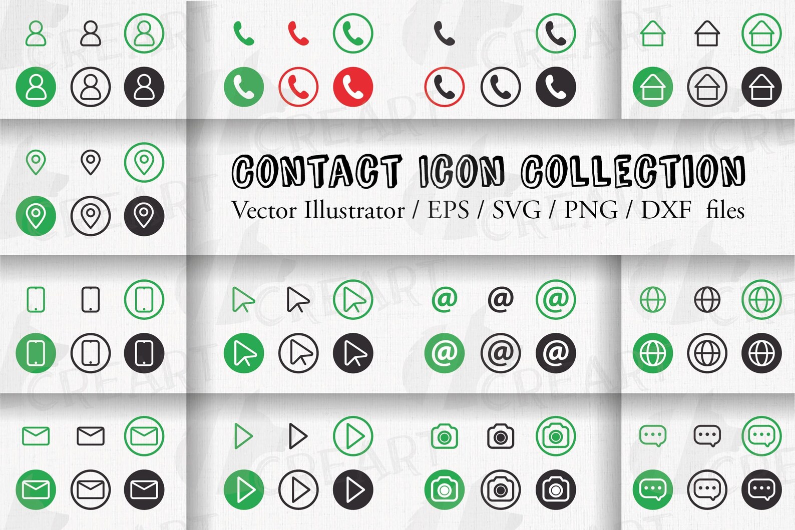 Contact Icons Set in Vector SVG EPS PNG. 87 Icons for Your - Etsy