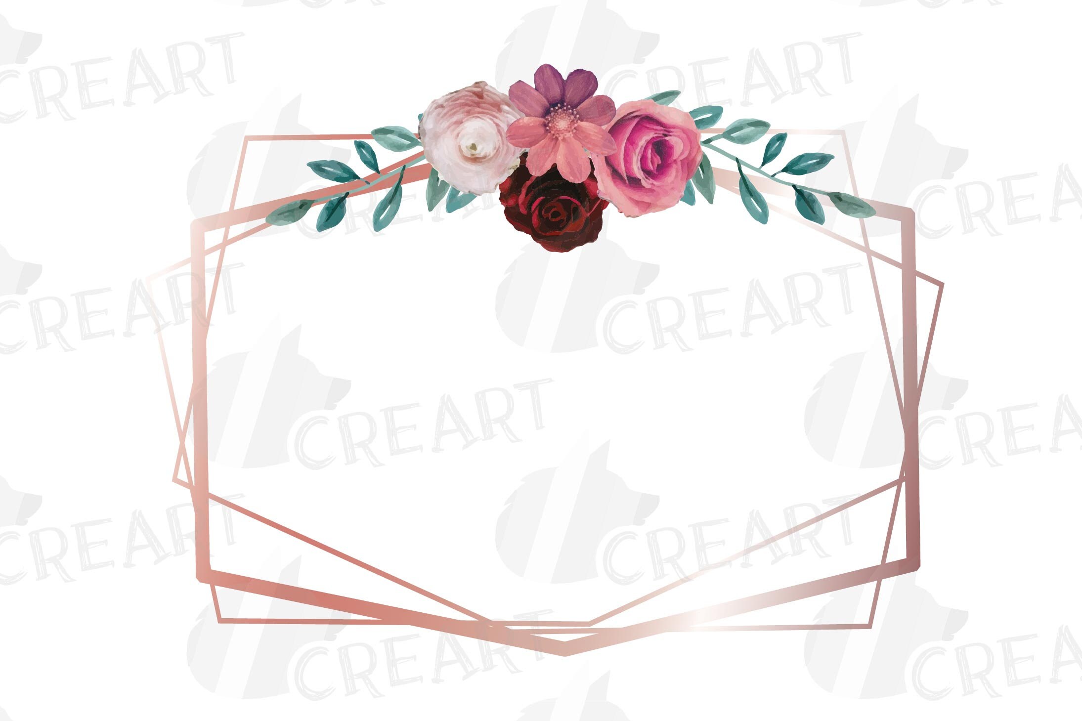 Rose Gold Floral Frames. Berry Color Flower Bouquets - Etsy UK