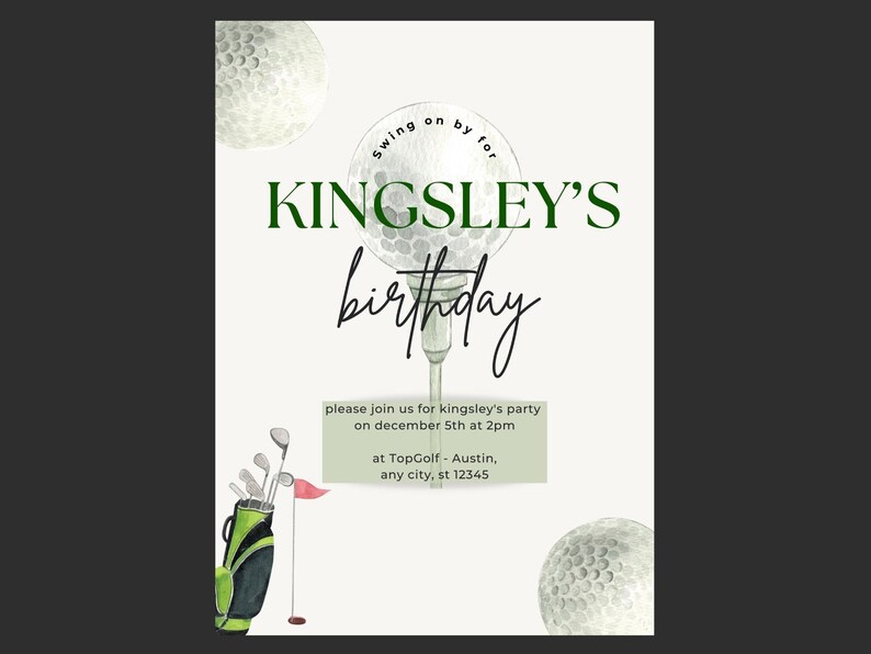 Printable Birthday Invitation, Editable Canva Template, Golf Party ...