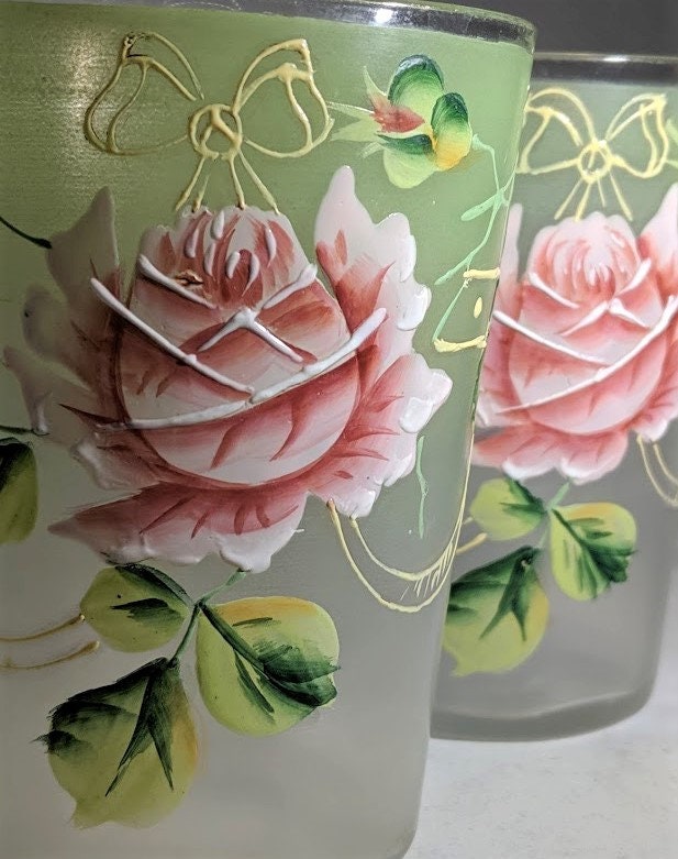 Hand-painted Rose Drinking Glasses - Etsy