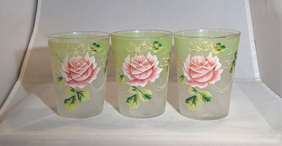 Hand-painted Rose Drinking Glasses - Etsy