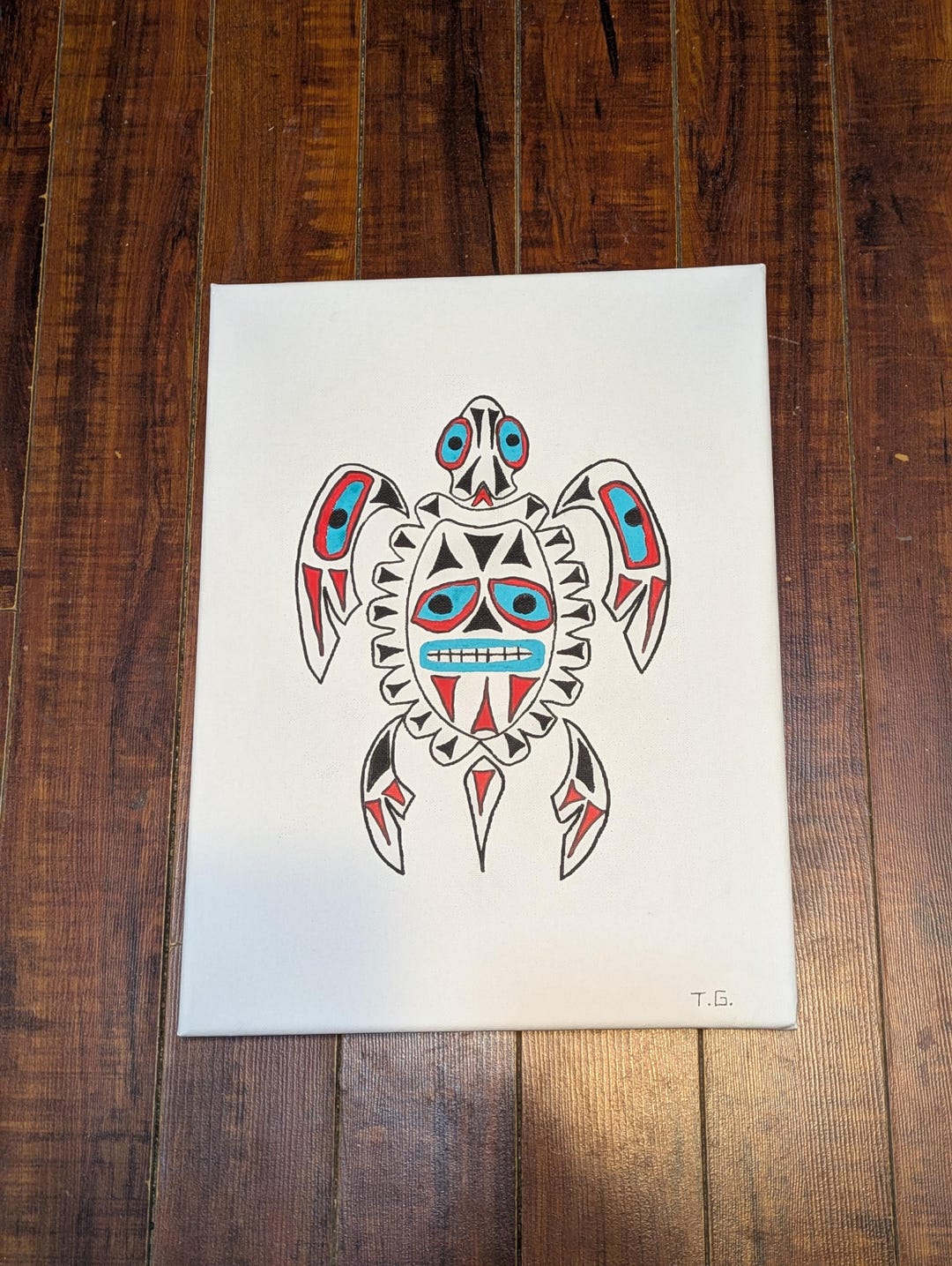 Turtle Painting on 12 X 16 Inch Canvas Inspired by Salish Style Wall ...