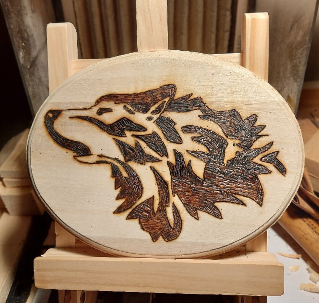 Howling Wolf Animal Spirit Wood Burning Pyrography Wall Art. 11 X 14 ...