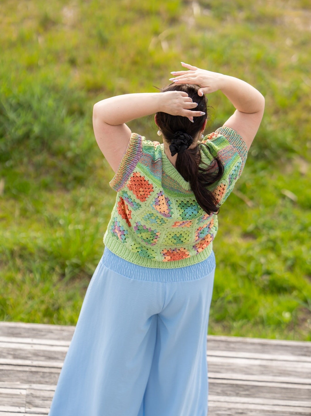 Crochet Vest, Colorful Top, Granny Square Vest, Plus Size Top, Cloting ...