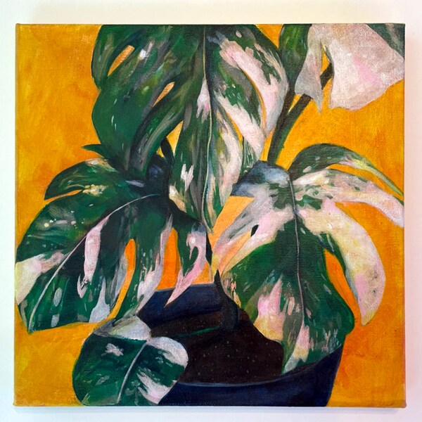 Monstera Leaf Acrylic Painting - Etsy