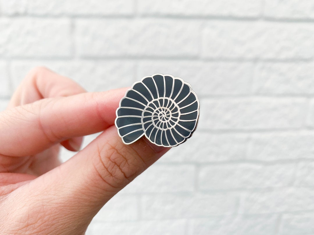 Ammonite Fossil Shale Grey Claystone Enamel Lapel Pin Badge Brooch ...